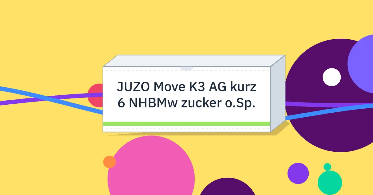 Symbolbild: Packung mit der Aufschrift JUZO Move K3 AG kurz 6 NHBMw zucker o.Sp. (PZN 18580848) – Verfügbarkeit und Bezug in Apotheken in Frankfurt am Main