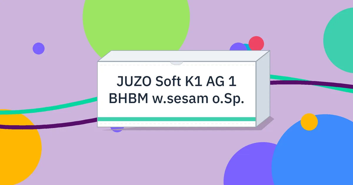 Symbolbild: Packung mit der Aufschrift JUZO Soft K1 AG 1 BHBM w.sesam o.Sp. (PZN 14864804) – Verfügbarkeit und Bezug in Apotheken in Frankfurt am Main