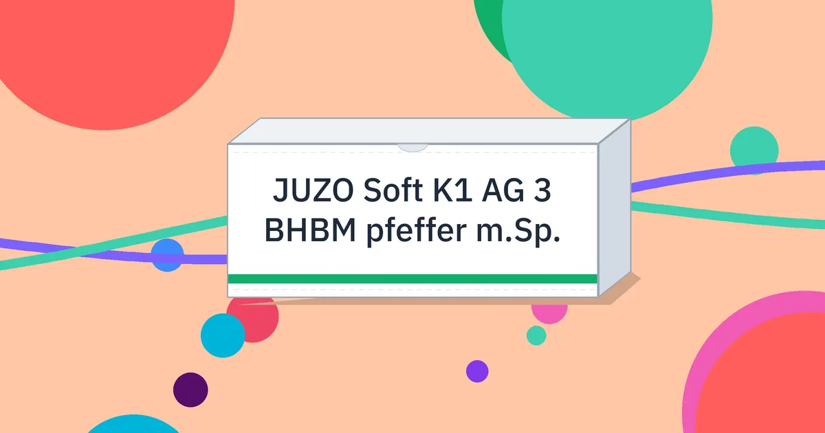 Symbolbild: Packung mit der Aufschrift JUZO Soft K1 AG 3 BHBM pfeffer m.Sp. (PZN 14854792) – Verfügbarkeit und Bezug in Apotheken in Frankfurt am Main