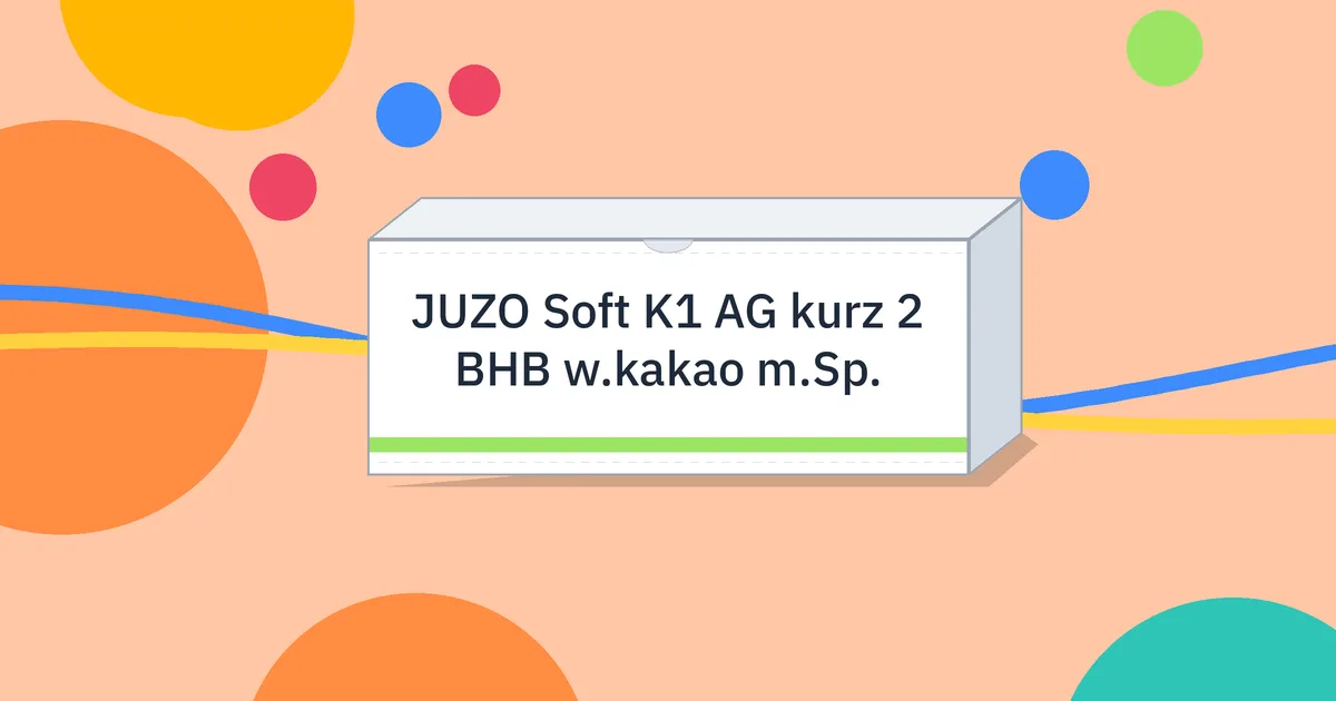 Symbolbild: Packung mit der Aufschrift JUZO Soft K1 AG kurz 2 BHB w.kakao m.Sp. (PZN 14838445) – Verfügbarkeit und Bezug in Apotheken in Frankfurt am Main