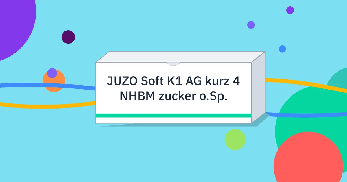 Symbolbild: Packung mit der Aufschrift JUZO Soft K1 AG kurz 4 NHBM zucker o.Sp. (PZN 14996546) – Verfügbarkeit und Bezug in Apotheken in Frankfurt am Main