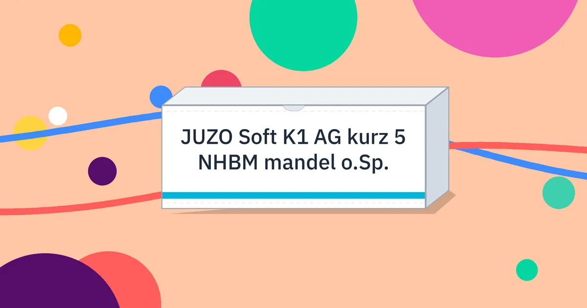 Symbolbild: Packung mit der Aufschrift JUZO Soft K1 AG kurz 5 NHBM mandel o.Sp. (PZN 15016455) – Verfügbarkeit und Bezug in Apotheken in Frankfurt am Main