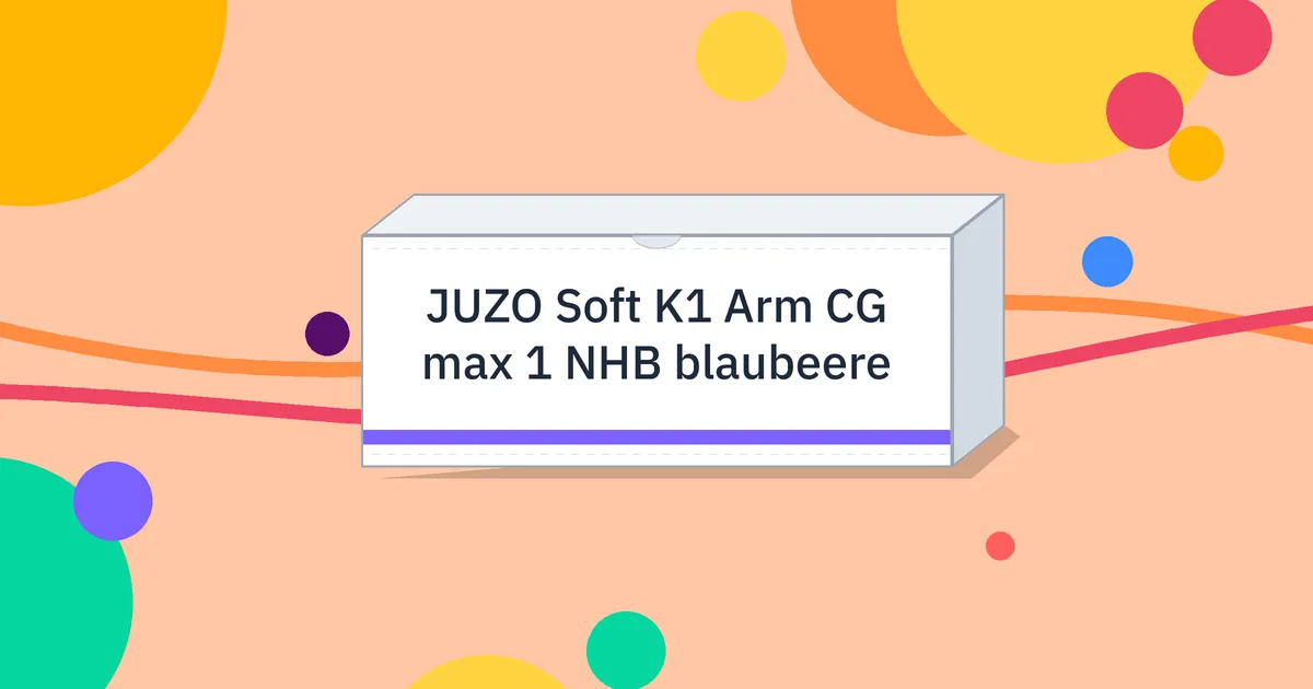 Symbolbild: Packung mit der Aufschrift JUZO Soft K1 Arm CG max 1 NHB blaubeere (PZN 15509011) – Verfügbarkeit und Bezug in Apotheken in Frankfurt am Main