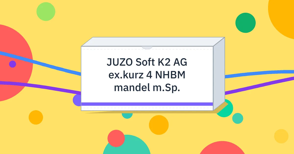 Symbolbild: Packung mit der Aufschrift JUZO Soft K2 AG ex.kurz 4 NHBM mandel m.Sp. (PZN 15022355) – Verfügbarkeit und Bezug in Apotheken in Frankfurt am Main