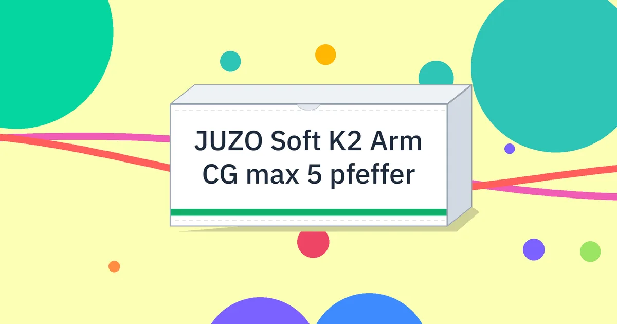 Symbolbild: Packung mit der Aufschrift JUZO Soft K2 Arm CG max 5 pfeffer (PZN 15513768) – Verfügbarkeit und Bezug in Apotheken in Frankfurt am Main