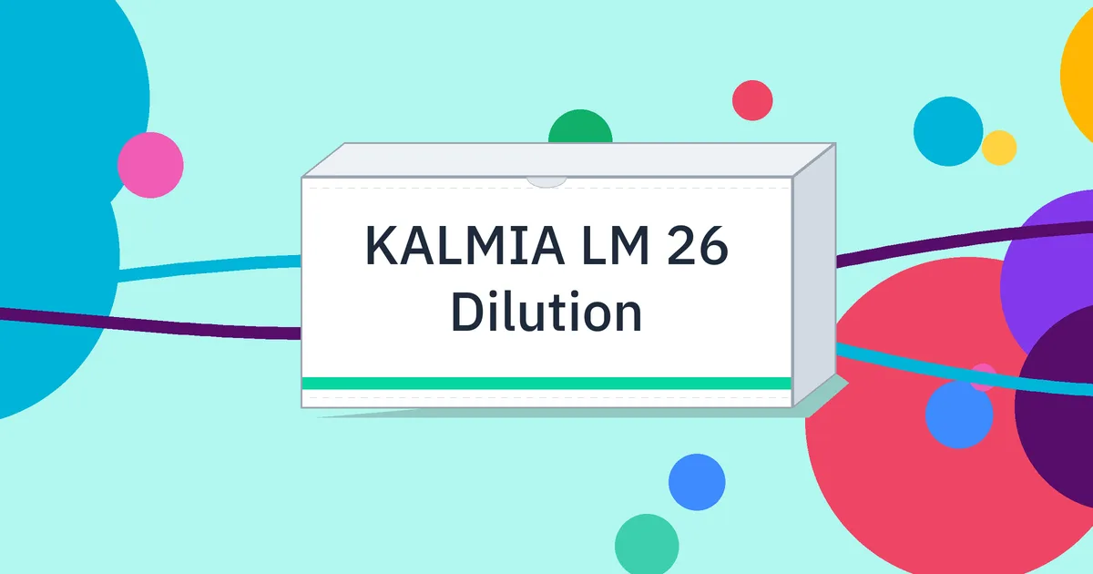 Symbolbild: Packung mit der Aufschrift KALMIA LM 26 Dilution (PZN 12927771) – Verfügbarkeit und Bezug in Apotheken in Frankfurt am Main