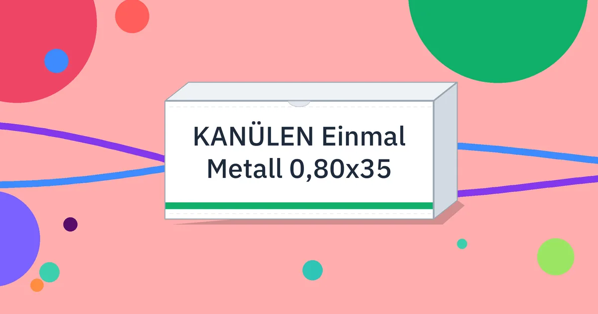 Symbolbild: Packung mit der Aufschrift KANÜLEN Einmal Metall 0,80x35 (PZN 01729298) – Verfügbarkeit und Bezug in Apotheken in Frankfurt am Main