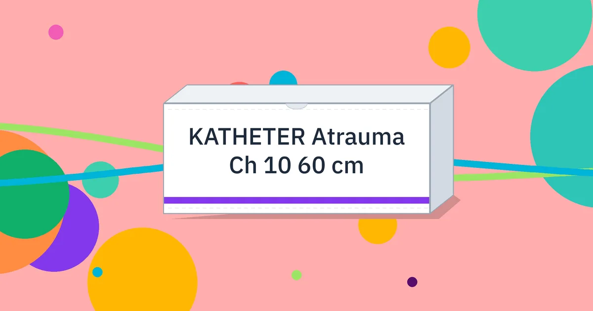 Symbolbild: Packung mit der Aufschrift KATHETER Atrauma Ch 10 60 cm (PZN 03656155) – Verfügbarkeit und Bezug in Apotheken in Frankfurt am Main