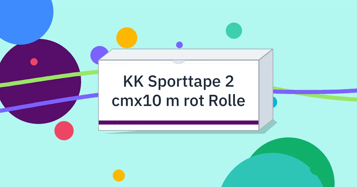 Symbolbild: Packung mit der Aufschrift KK Sporttape 2 cmx10 m rot Rolle (PZN 14242617) – Verfügbarkeit und Bezug in Apotheken in Frankfurt am Main