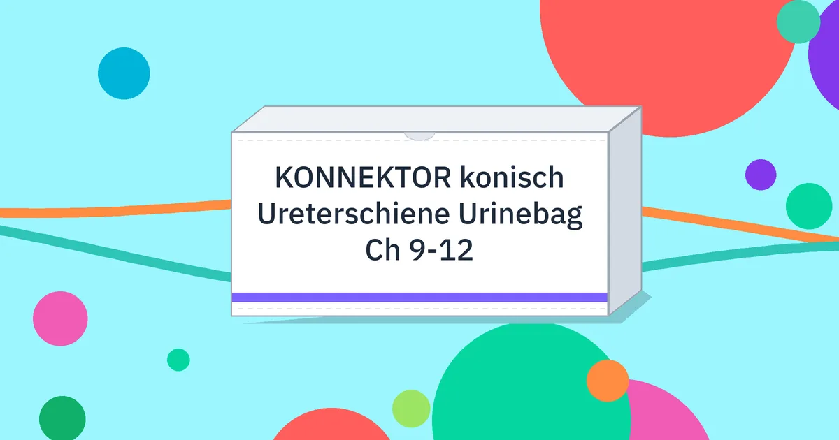 Symbolbild: Packung mit der Aufschrift KONNEKTOR konisch Ureterschiene Urinebag Ch 9-12 (PZN 19252744) – Verfügbarkeit und Bezug in Apotheken in Frankfurt am Main