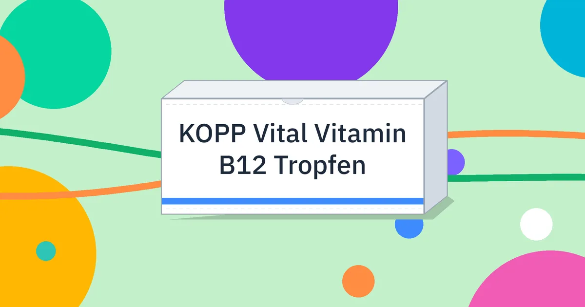 Symbolbild: Packung mit der Aufschrift KOPP Vital Vitamin B12 Tropfen (PZN 18811265) – Verfügbarkeit und Bezug in Apotheken in Frankfurt am Main