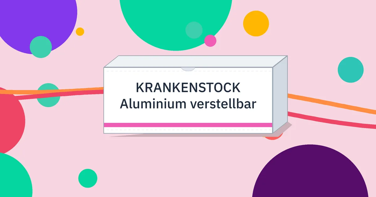 Symbolbild: Packung mit der Aufschrift KRANKENSTOCK Aluminium verstellbar (PZN 06999186) – Verfügbarkeit und Bezug in Apotheken in Frankfurt am Main