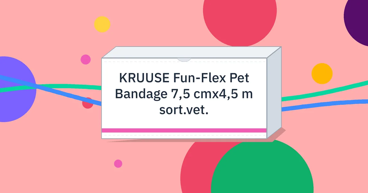 Symbolbild: Packung mit der Aufschrift KRUUSE Fun-Flex Pet Bandage 7,5 cmx4,5 m sort.vet. (PZN 18443666) – Verfügbarkeit und Bezug in Apotheken in Frankfurt am Main