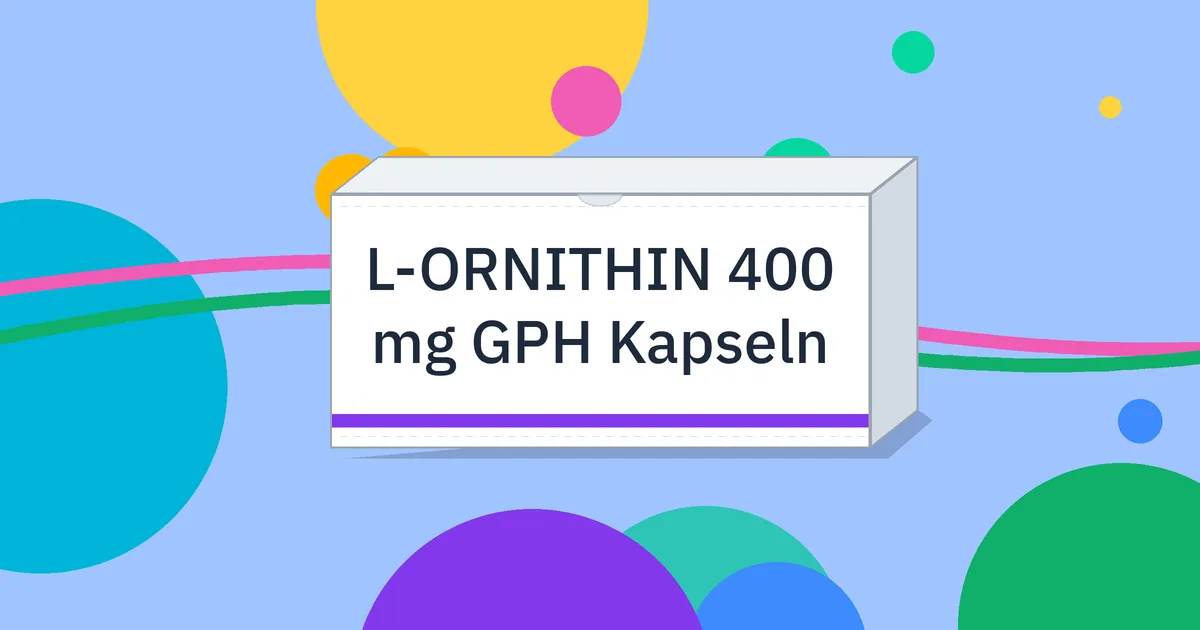 Symbolbild: Packung mit der Aufschrift L-ORNITHIN 400 mg GPH Kapseln (PZN 08404079) – Verfügbarkeit und Bezug in Apotheken in Frankfurt am Main