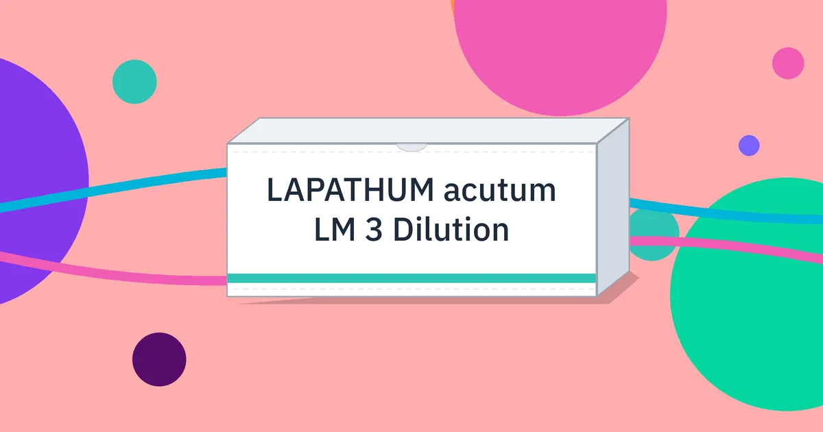 Symbolbild: Packung mit der Aufschrift LAPATHUM acutum LM 3 Dilution (PZN 13522579) – Verfügbarkeit und Bezug in Apotheken in Frankfurt am Main