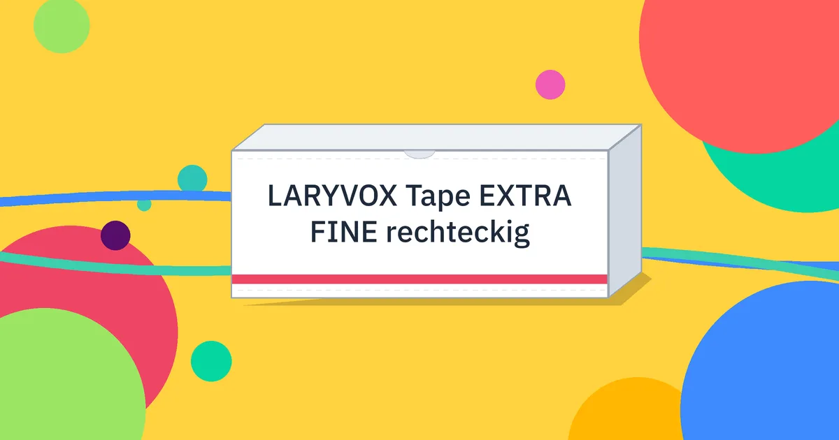 Symbolbild: Packung mit der Aufschrift LARYVOX Tape EXTRA FINE rechteckig (PZN 10062930) – Verfügbarkeit und Bezug in Apotheken in Frankfurt am Main