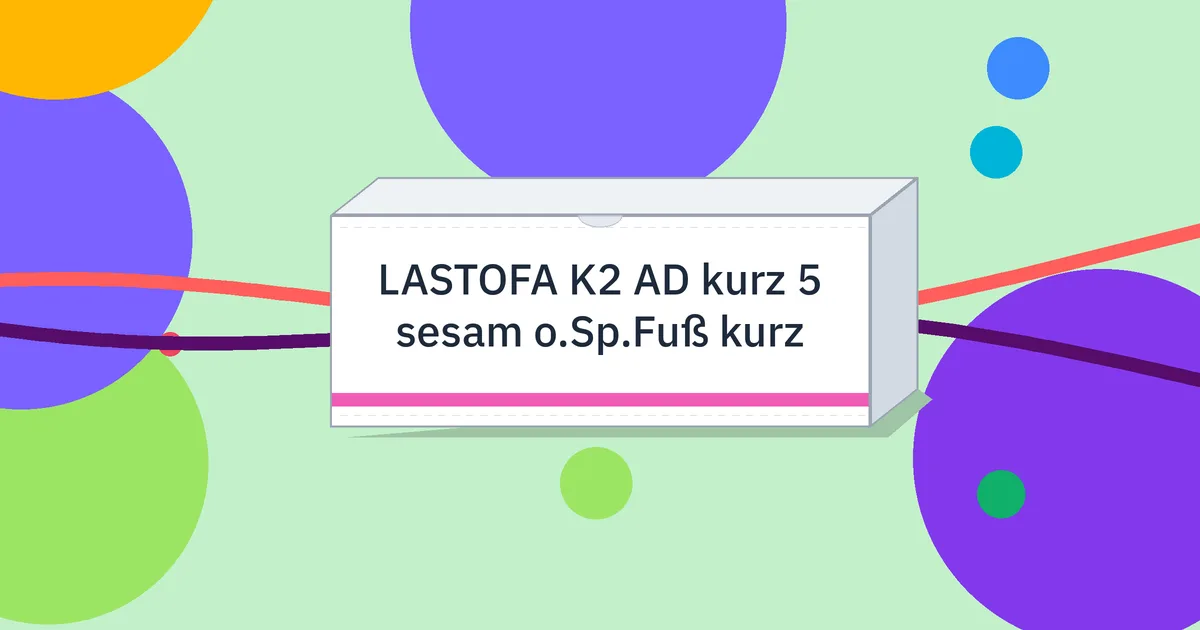 Symbolbild: Packung mit der Aufschrift LASTOFA K2 AD kurz 5 sesam o.Sp.Fuß kurz (PZN 13801115) – Verfügbarkeit und Bezug in Apotheken in Frankfurt am Main