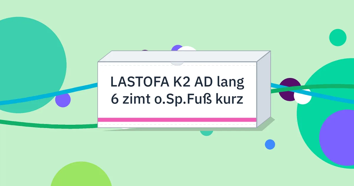 Symbolbild: Packung mit der Aufschrift LASTOFA K2 AD lang 6 zimt o.Sp.Fuß kurz (PZN 13801291) – Verfügbarkeit und Bezug in Apotheken in Frankfurt am Main