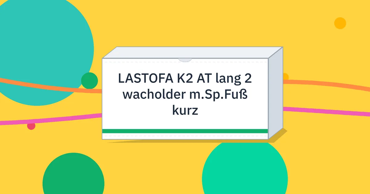 Symbolbild: Packung mit der Aufschrift LASTOFA K2 AT lang 2 wacholder m.Sp.Fuß kurz (PZN 13808643) – Verfügbarkeit und Bezug in Apotheken in Frankfurt am Main