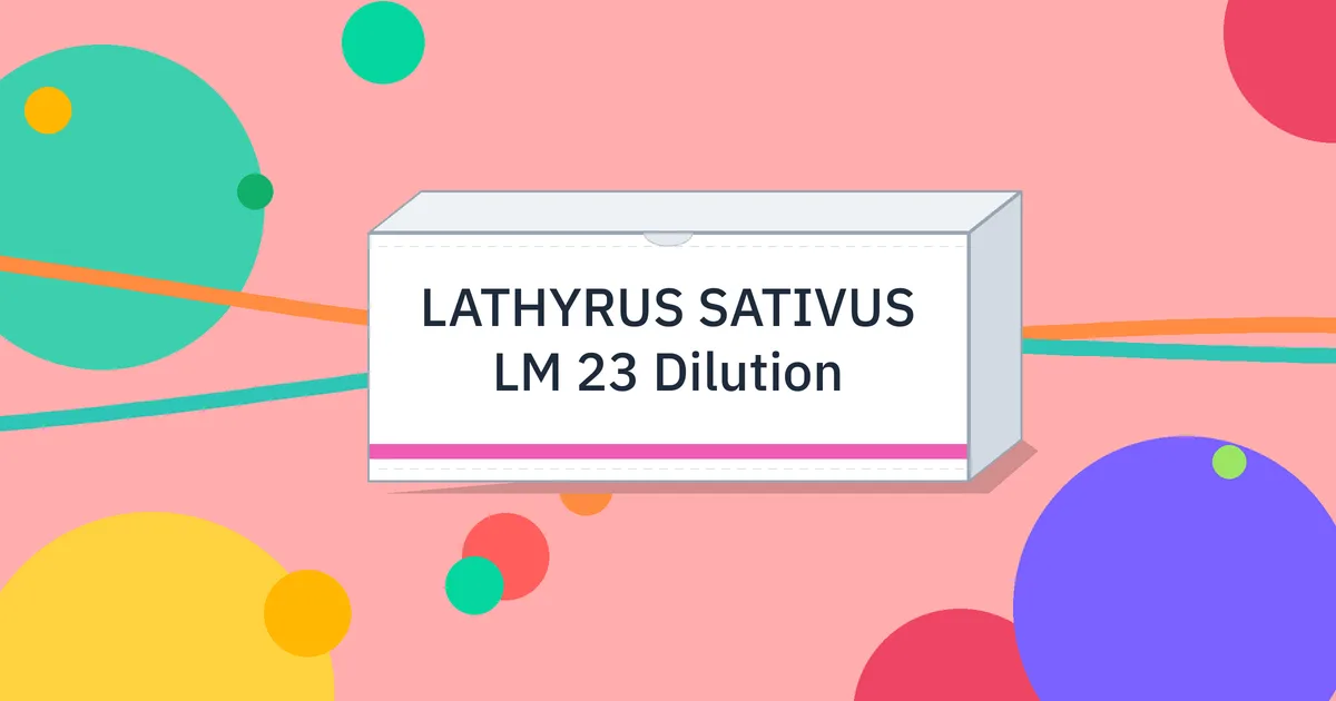 Symbolbild: Packung mit der Aufschrift LATHYRUS SATIVUS LM 23 Dilution (PZN 13523722) – Verfügbarkeit und Bezug in Apotheken in Frankfurt am Main