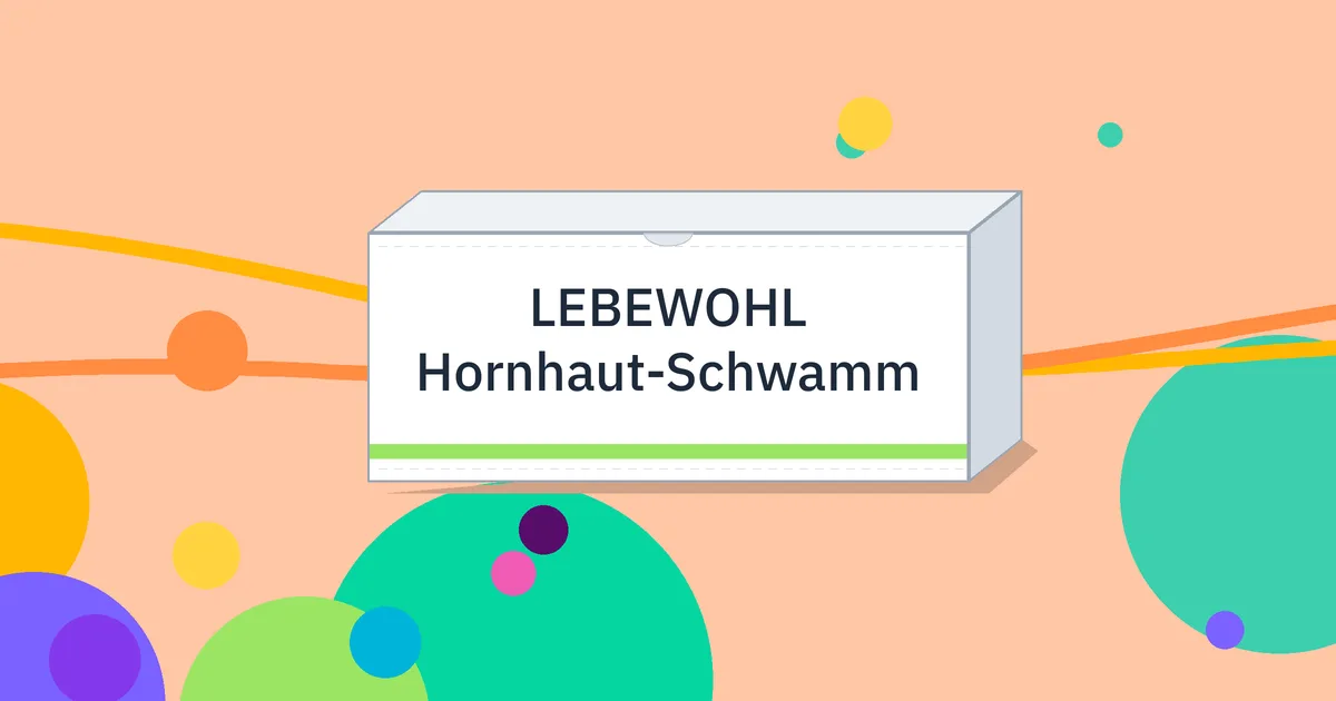 Symbolbild: Packung mit der Aufschrift LEBEWOHL Hornhaut-Schwamm (PZN 04415382) – Verfügbarkeit und Bezug in Apotheken in Frankfurt am Main