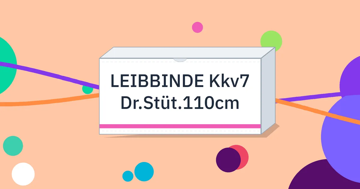 Symbolbild: Packung mit der Aufschrift LEIBBINDE Kkv7 Dr.Stüt.110cm (PZN 01966650) – Verfügbarkeit und Bezug in Apotheken in Frankfurt am Main