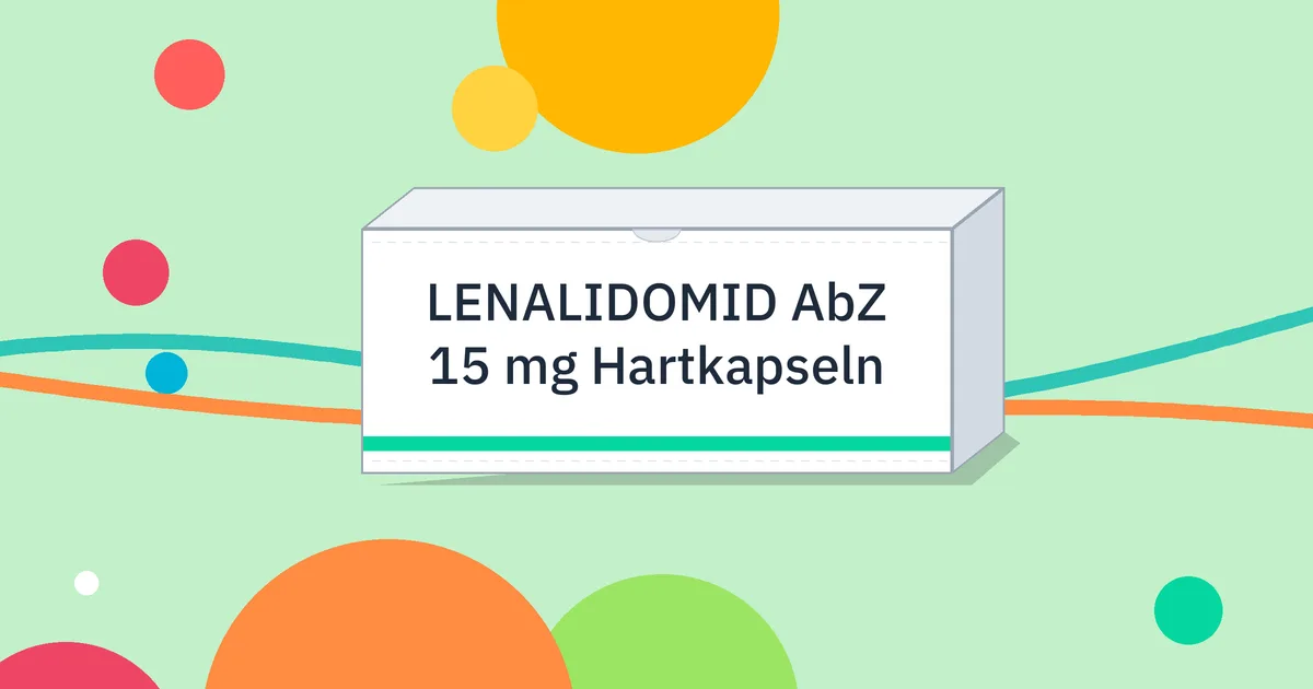Symbolbild: Packung mit der Aufschrift LENALIDOMID AbZ 15 mg Hartkapseln (PZN 17216804) – Verfügbarkeit und Bezug in Apotheken in Frankfurt am Main
