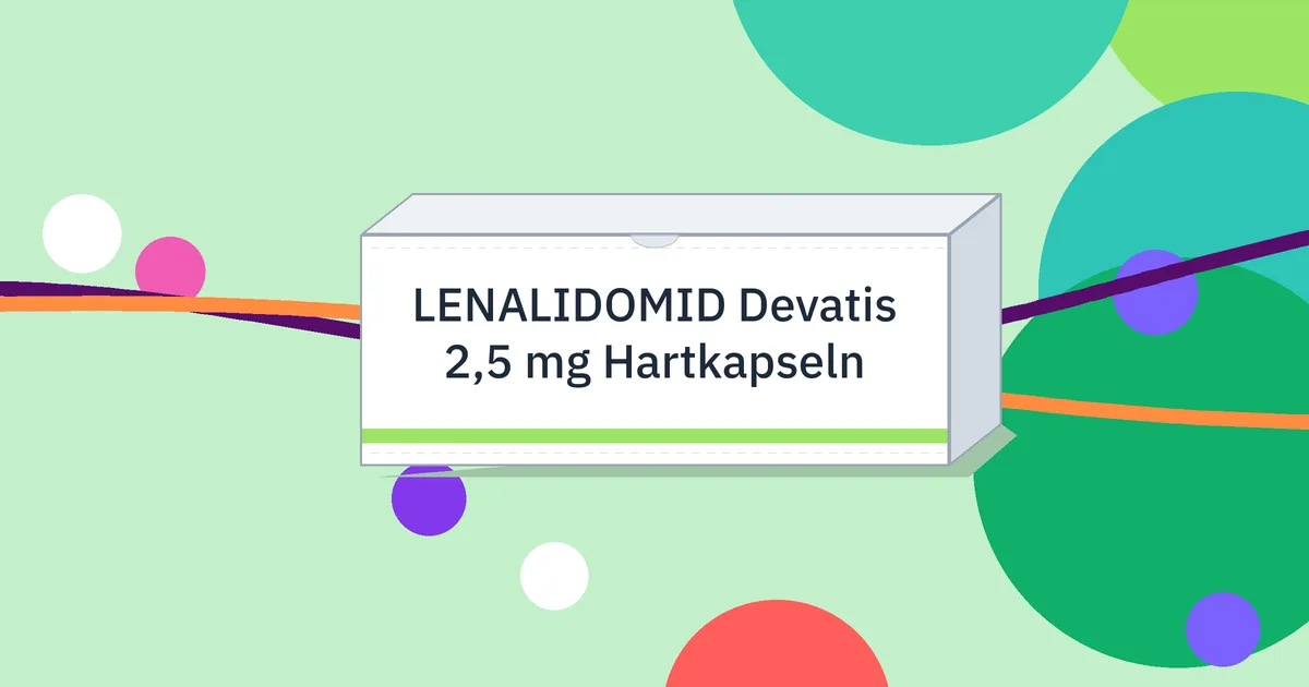 Symbolbild: Packung mit der Aufschrift LENALIDOMID Devatis 2,5 mg Hartkapseln (PZN 17490847) – Verfügbarkeit und Bezug in Apotheken in Frankfurt am Main