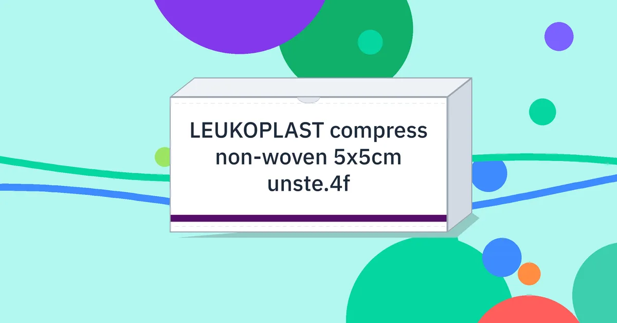 Symbolbild: Packung mit der Aufschrift LEUKOPLAST compress non-woven 5x5cm unste.4f (PZN 17207047) – Verfügbarkeit und Bezug in Apotheken in Frankfurt am Main