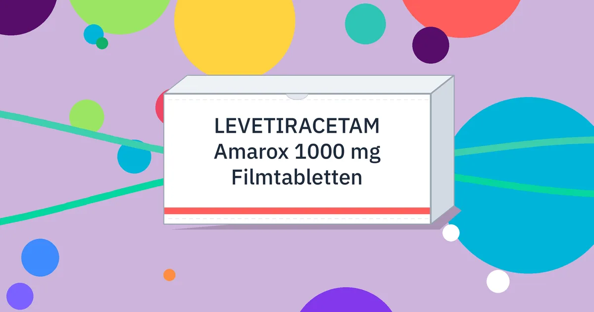 Symbolbild: Packung mit der Aufschrift LEVETIRACETAM Amarox 1000 mg Filmtabletten (PZN 17852581) – Verfügbarkeit und Bezug in Apotheken in Frankfurt am Main
