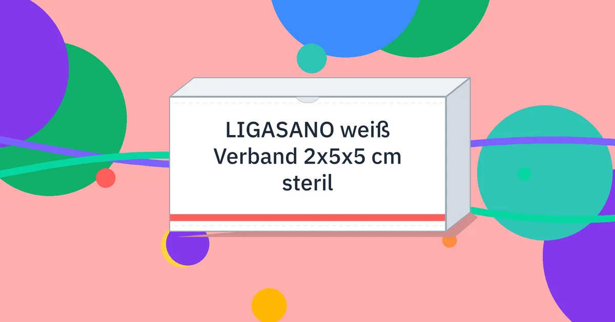 Symbolbild: Packung mit der Aufschrift LIGASANO weiß Verband 2x5x5 cm steril (PZN 19093441) – Verfügbarkeit und Bezug in Apotheken in Frankfurt am Main