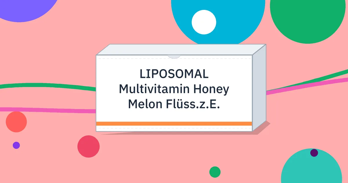 Symbolbild: Packung mit der Aufschrift LIPOSOMAL Multivitamin Honey Melon Flüss.z.E. (PZN 20583469) – Verfügbarkeit und Bezug in Apotheken in Frankfurt am Main