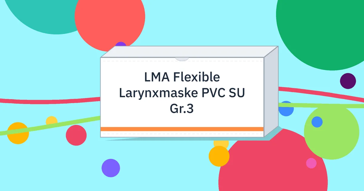 Symbolbild: Packung mit der Aufschrift LMA Flexible Larynxmaske PVC SU Gr.3 (PZN 10848978) – Verfügbarkeit und Bezug in Apotheken in Frankfurt am Main
