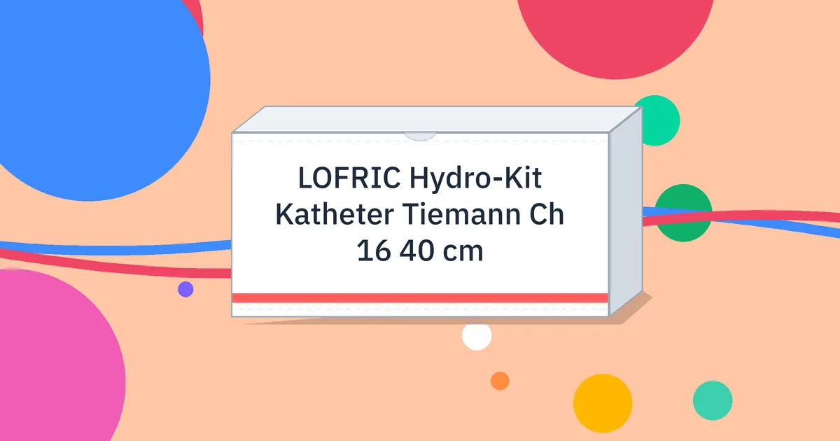 Symbolbild: Packung mit der Aufschrift LOFRIC Hydro-Kit Katheter Tiemann Ch 16 40 cm (PZN 17153593) – Verfügbarkeit und Bezug in Apotheken in Frankfurt am Main