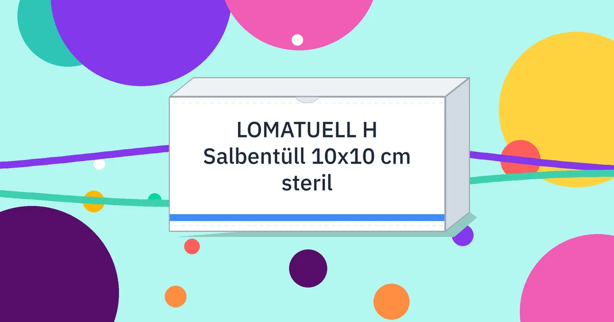 Symbolbild: Packung mit der Aufschrift LOMATUELL H Salbentüll 10x10 cm steril (PZN 17414183) – Verfügbarkeit und Bezug in Apotheken in Frankfurt am Main