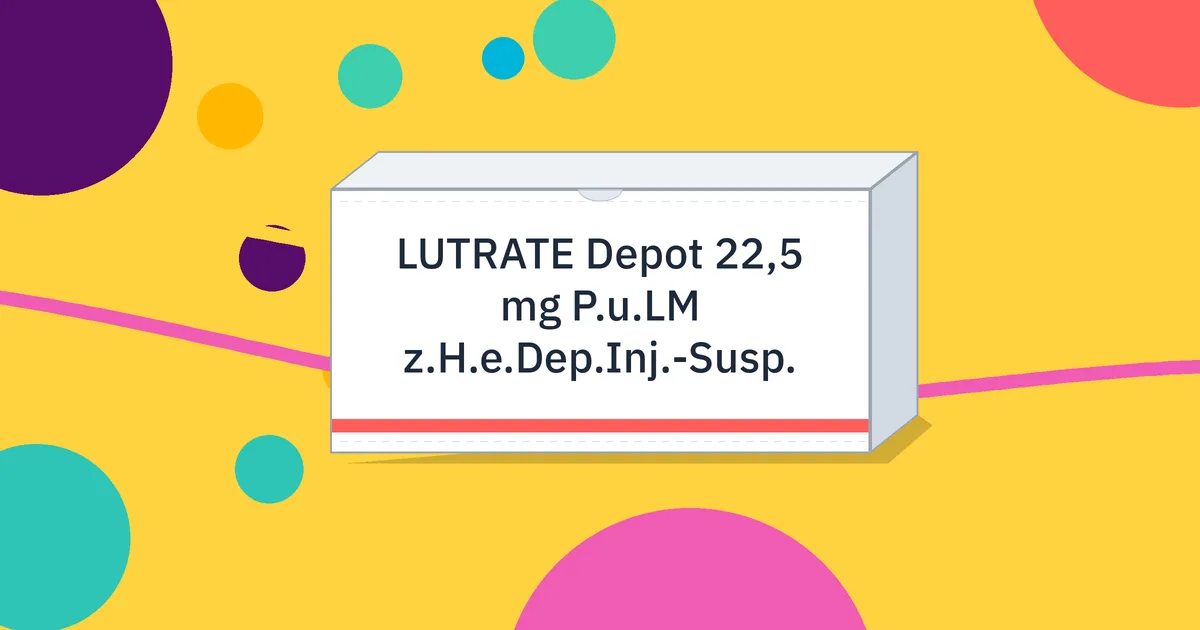 Symbolbild: Packung mit der Aufschrift LUTRATE Depot 22,5 mg P.u.LM z.H.e.Dep.Inj.-Susp. (PZN 20227987) – Verfügbarkeit und Bezug in Apotheken in Frankfurt am Main