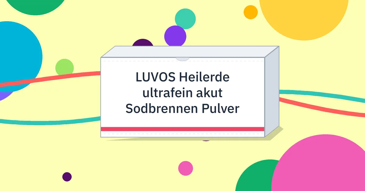 Symbolbild: Packung mit der Aufschrift LUVOS Heilerde ultrafein akut Sodbrennen Pulver (PZN 18380701) – Verfügbarkeit und Bezug in Apotheken in Frankfurt am Main