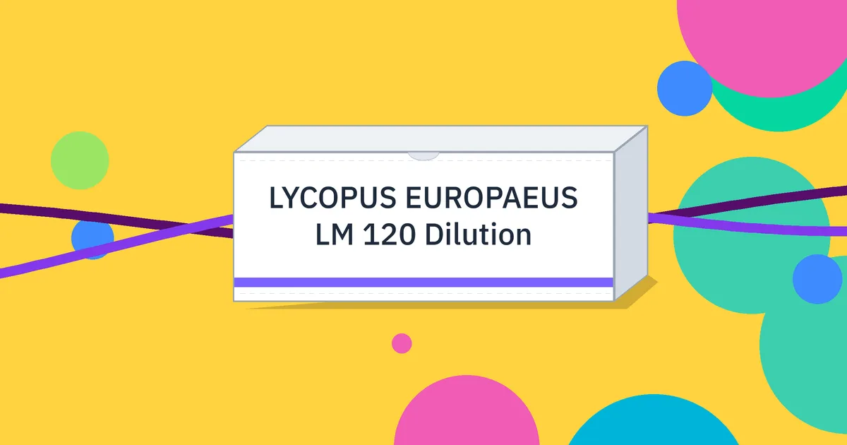 Symbolbild: Packung mit der Aufschrift LYCOPUS EUROPAEUS LM 120 Dilution (PZN 13538333) – Verfügbarkeit und Bezug in Apotheken in Frankfurt am Main