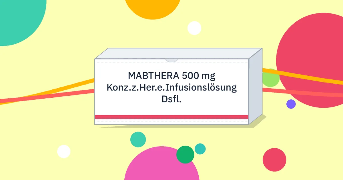 Symbolbild: Packung mit der Aufschrift MABTHERA 500 mg Konz.z.Her.e.Infusionslösung Dsfl. (PZN 15433986) – Verfügbarkeit und Bezug in Apotheken in Frankfurt am Main