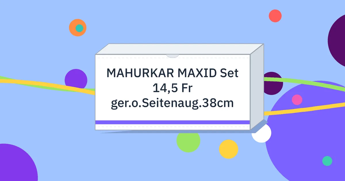 Symbolbild: Packung mit der Aufschrift MAHURKAR MAXID Set 14,5 Fr ger.o.Seitenaug.38cm (PZN 02763825) – Verfügbarkeit und Bezug in Apotheken in Frankfurt am Main