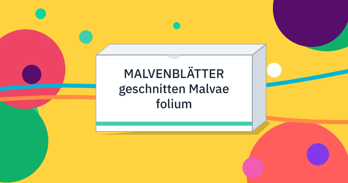 Symbolbild: Packung mit der Aufschrift MALVENBLÄTTER geschnitten Malvae folium (PZN 20948876) – Verfügbarkeit und Bezug in Apotheken in Frankfurt am Main