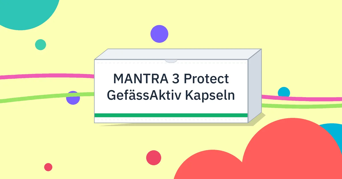 Symbolbild: Packung mit der Aufschrift MANTRA 3 Protect GefässAktiv Kapseln (PZN 15327988) – Verfügbarkeit und Bezug in Apotheken in Frankfurt am Main