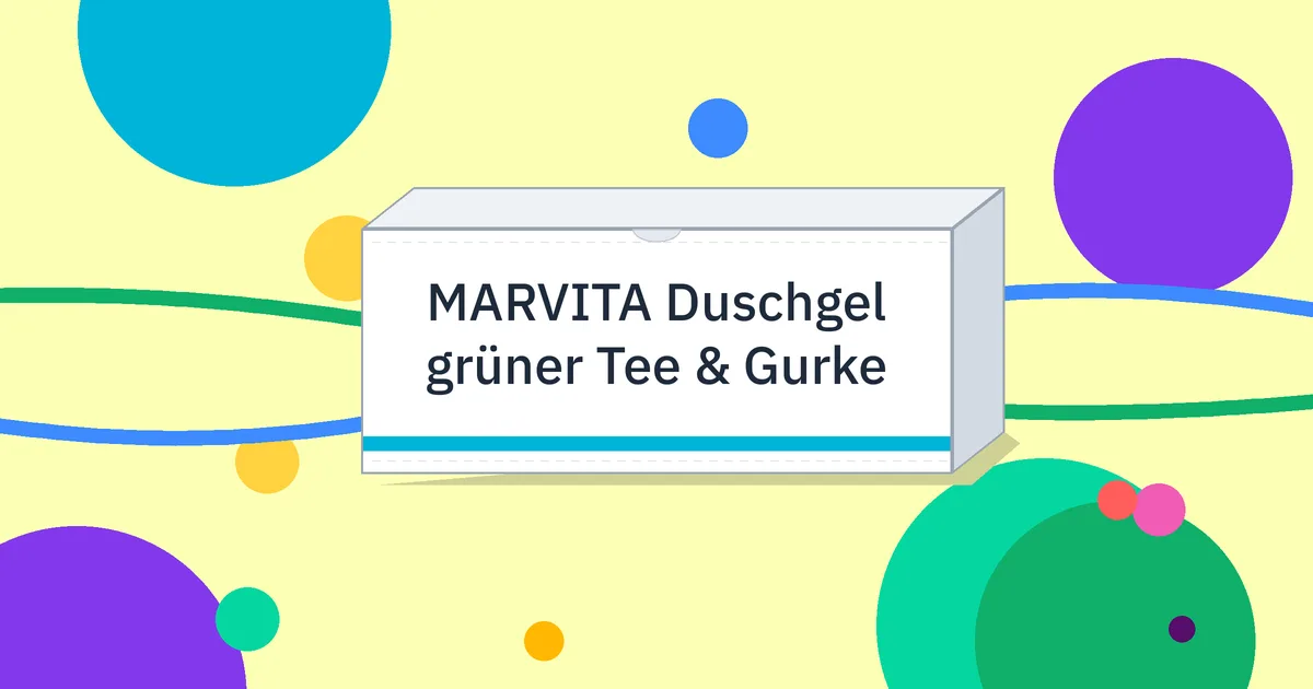 Symbolbild: Packung mit der Aufschrift MARVITA Duschgel grüner Tee & Gurke (PZN 14242149) – Verfügbarkeit und Bezug in Apotheken in Frankfurt am Main
