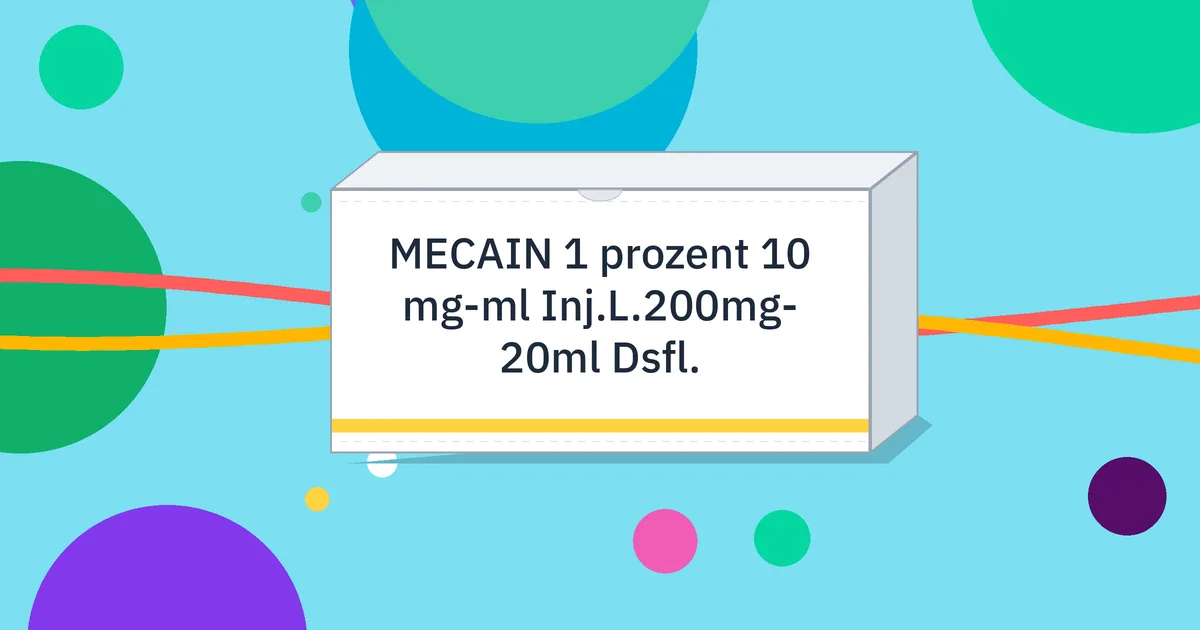 Symbolbild: Packung mit der Aufschrift MECAIN 1 prozent 10 mg-ml Inj.L.200mg-20ml Dsfl. (PZN 11356272) – Verfügbarkeit und Bezug in Apotheken in Frankfurt am Main