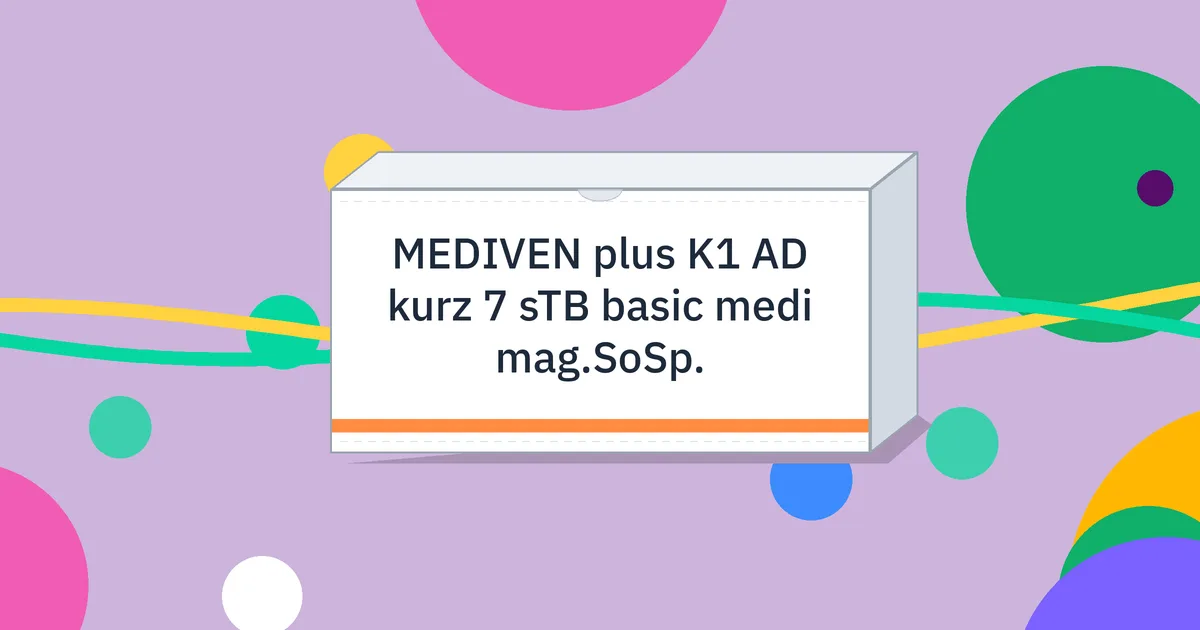 Symbolbild: Packung mit der Aufschrift MEDIVEN plus K1 AD kurz 7 sTB basic medi mag.SoSp. (PZN 15047214) – Verfügbarkeit und Bezug in Apotheken in Frankfurt am Main