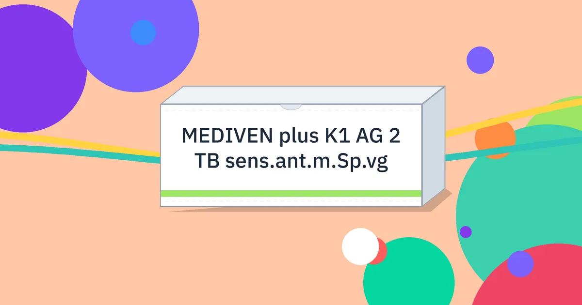 Symbolbild: Packung mit der Aufschrift MEDIVEN plus K1 AG 2 TB sens.ant.m.Sp.vg (PZN 15063590) – Verfügbarkeit und Bezug in Apotheken in Frankfurt am Main