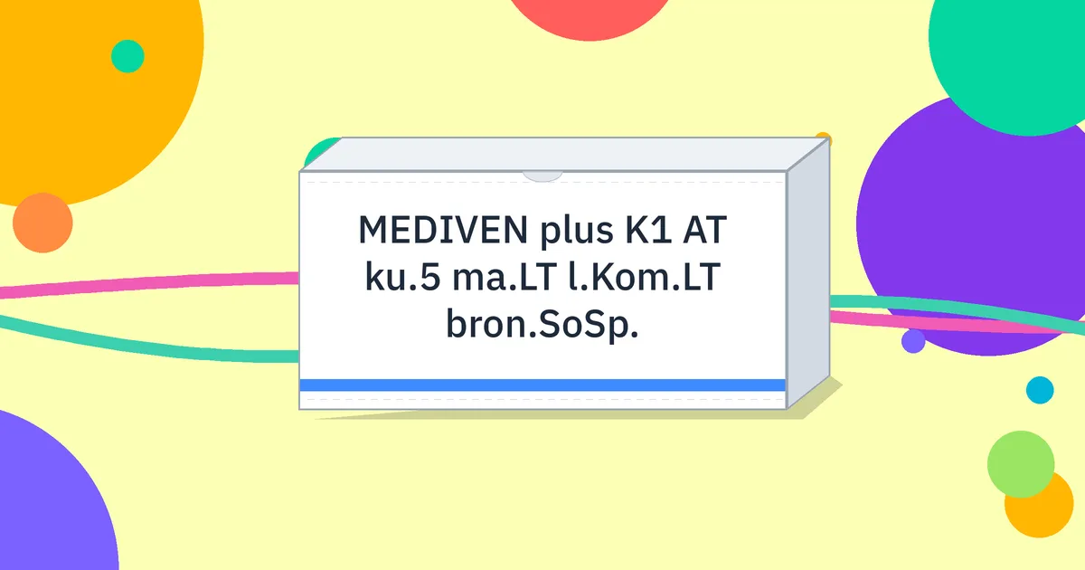 Symbolbild: Packung mit der Aufschrift MEDIVEN plus K1 AT ku.5 ma.LT l.Kom.LT bron.SoSp. (PZN 15072494) – Verfügbarkeit und Bezug in Apotheken in Frankfurt am Main