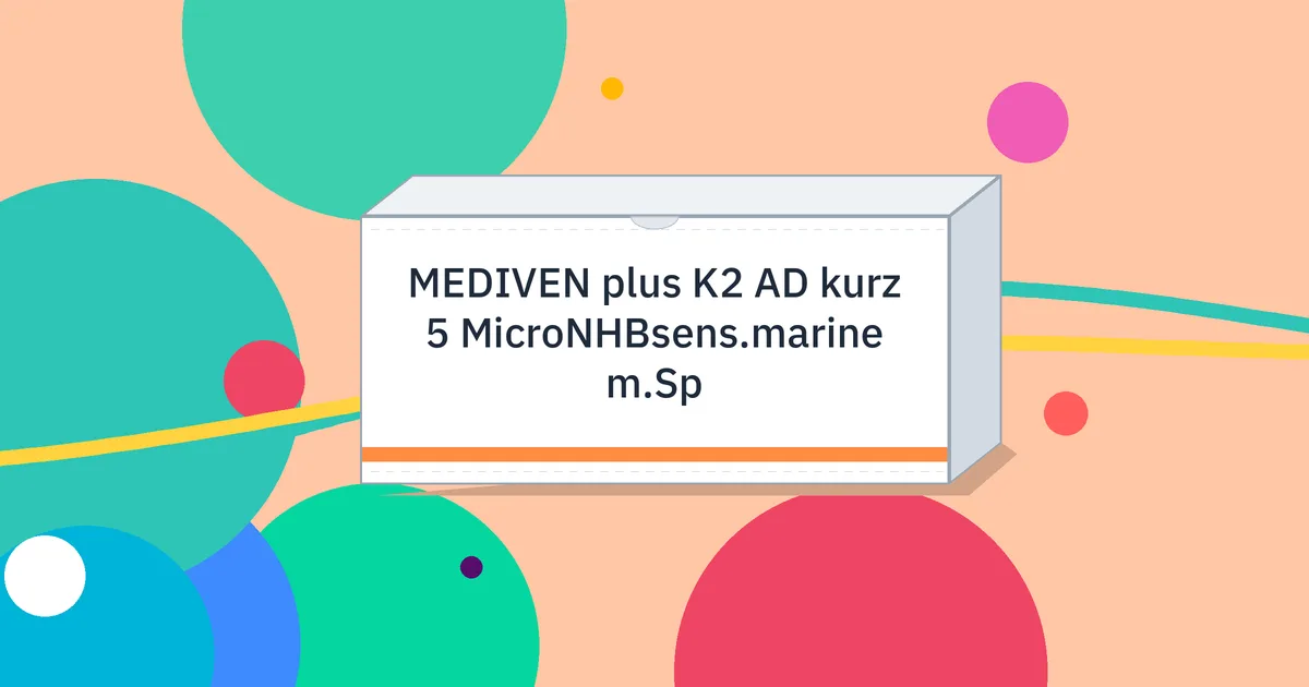 Symbolbild: Packung mit der Aufschrift MEDIVEN plus K2 AD kurz 5 MicroNHBsens.marine m.Sp (PZN 15934607) – Verfügbarkeit und Bezug in Apotheken in Frankfurt am Main