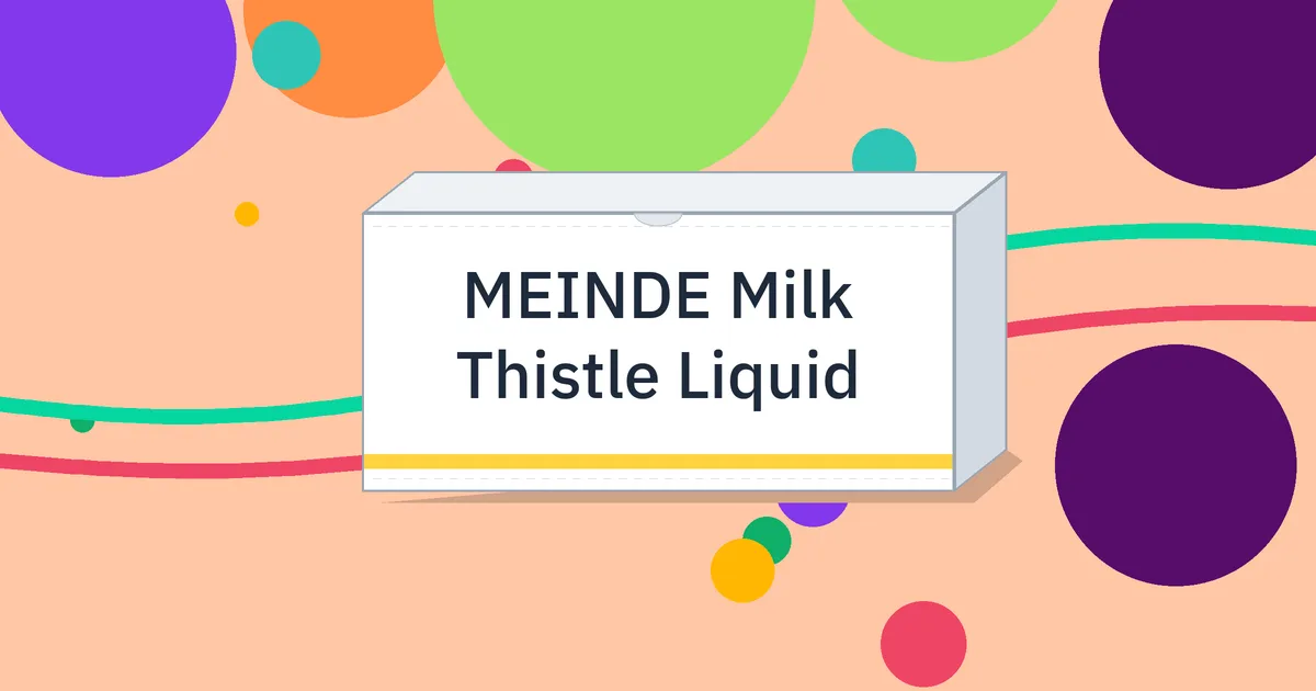 Symbolbild: Packung mit der Aufschrift MEINDE Milk Thistle Liquid (PZN 20103995) – Verfügbarkeit und Bezug in Apotheken in Frankfurt am Main