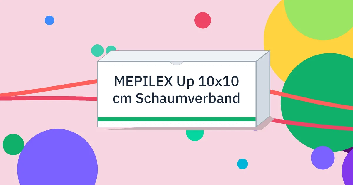 Symbolbild: Packung mit der Aufschrift MEPILEX Up 10x10 cm Schaumverband (PZN 11593664) – Verfügbarkeit und Bezug in Apotheken in Frankfurt am Main